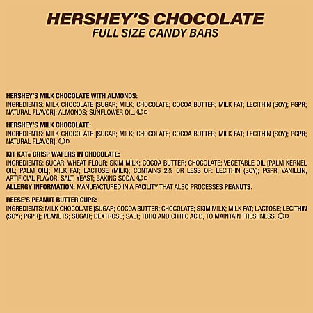 hershey chocolates list
