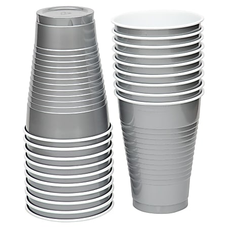 JAM PAPER Plastic Party Cups 12 oz Silver 20 GlassesPack - Office Depot