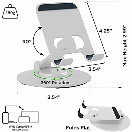 Uncaged Ergonomics Swivel Phone Stand 4XSPSSILVER - Office Depot