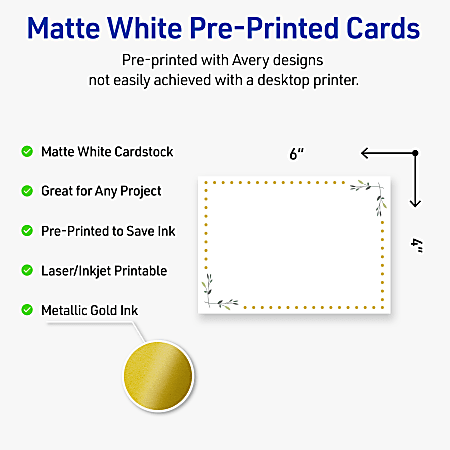 Avery Printable Postcards With Sure Feed Technology 4 x 6 Matte White ...