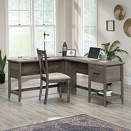 Sauder Summit Station 59 W L Shaped Desk Pebble Pine - Office Depot