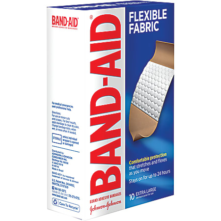 Band Aid Brand Flexible Fabric Extra Large Bandages Box Of 10 - Office ...
