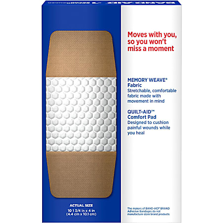 Band Aid Brand Flexible Fabric Extra Large Bandages Box Of 10 Office Depot