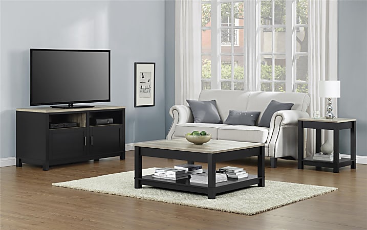 Ameriwood Home Carver Coffee Table Square 17 H x 35 W x 35 D Weathered ...