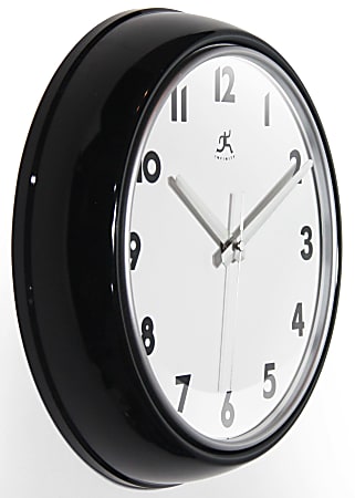 Infinity Instruments Lux Round Wall Clock 12 BlackSilver - Office Depot