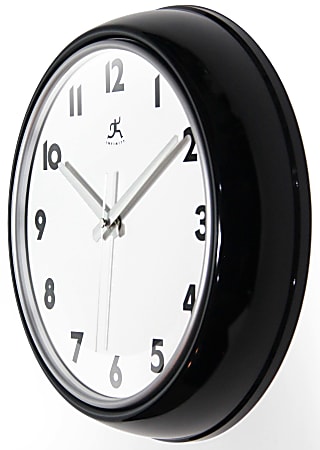 Infinity Instruments Lux Round Wall Clock 12 BlackSilver - Office Depot
