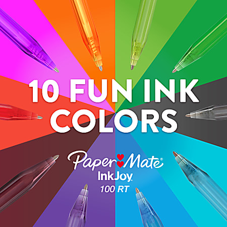 Paper Mate InkJoy 100 RT Pens Medium Point 1.0 mm Translucent Black ...