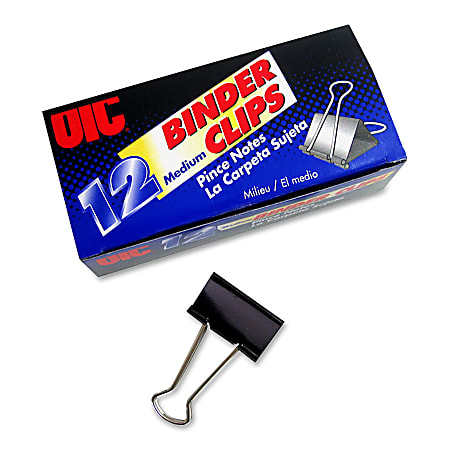 OIC Binder Clips Medium 1 14 Black Box Of 12 - ODP Business Solutions
