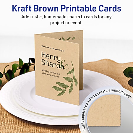 Avery Printable Quarter Fold Greeting Cards 4 14 x 5 12 Kraft Brown ...