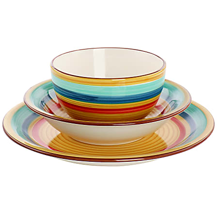 Gibson Home Rainbow 12 Piece Round Stoneware Dinnerware Set ...