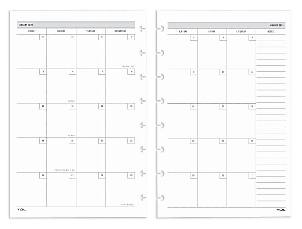 2025 TUL Discbound WeeklyMonthly Planner Refill Pages Junior Size ...