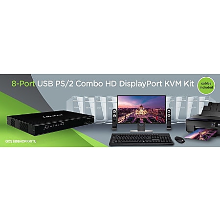 IOGEAR 8 Port USB PS2 Combo HD DisplayPort KVM Kit Metal - Office Depot