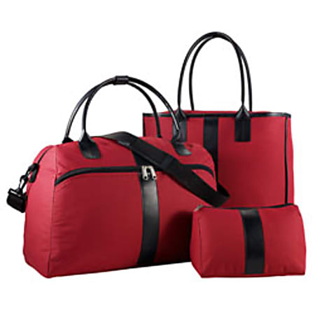 3 Piece Travel Set Burgundy - Office Depot