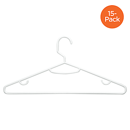Honey Can Do Plastic Hangers 7 x 15 White Pack Of 15 Hangers - Office Depot
