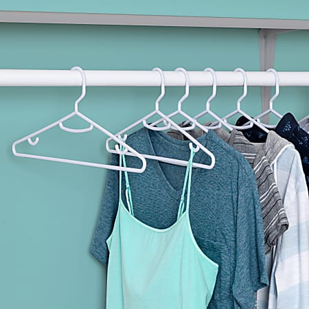 Honey Can Do Plastic Hangers 7 x 15 White Pack Of 15 Hangers - Office Depot