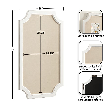 Kate and Laurel Hogan Non Magnetic Framed Fabric Pinboard 18 x 30 Beige ...