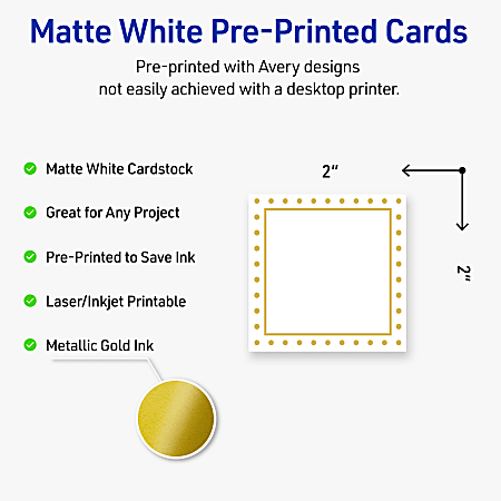 Avery Printable Cards With Sure Feed Technology 2 x 2 Matte White With ...
