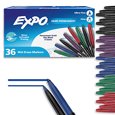 Expo Wet Erase Markers Fine Ultra Fine Marker Point Assorted Ink 36 Box ...