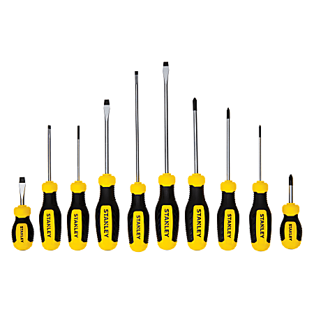 Stanley 10 Piece Screwdriver Set BlackYellow - Office Depot