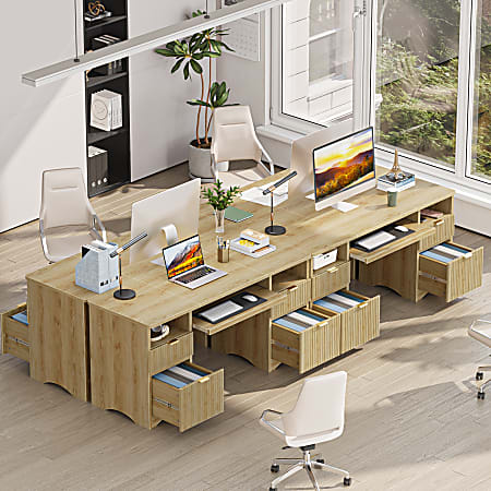 Bestier 60 W Executive Computer Desk With Keyboard Tray And 4 Storage ...