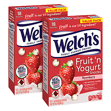 Welchs Fruit n Yogurt Snacks 0.7 Oz 18 Packs Per Box Set Of 2 Boxes ...