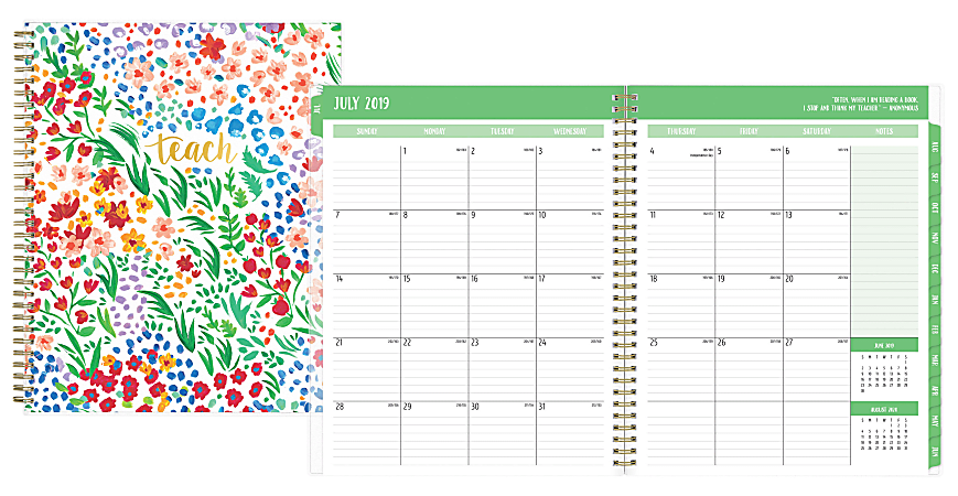 Blue Sky™ Teacher Weekly/Monthly Academic Planner, 8 1/2" x 11", Ditsy ...