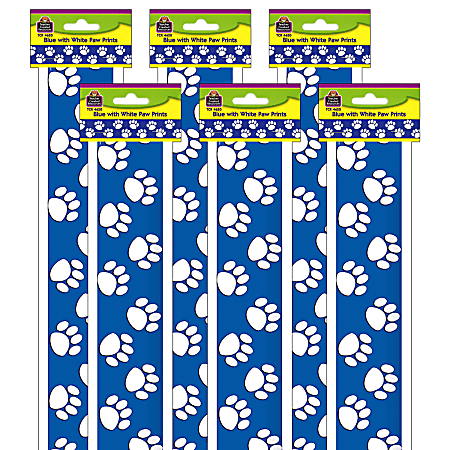 Paw Border Blue Blue Paws On Turquoise Ribbon | Groomer's Choice
