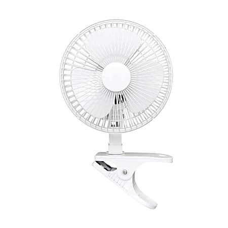 Optimus Personal Clip On Fan 9 H x 6 W x 6 D White - Office Depot