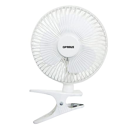 Optimus Personal Clip On Fan 9 H x 6 W x 6 D White - Office Depot