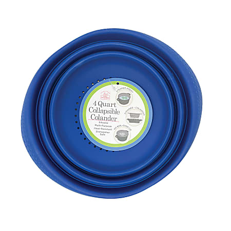 Better Houseware 4 Quart Collapsible Silicone Colander Blue - Office Depot
