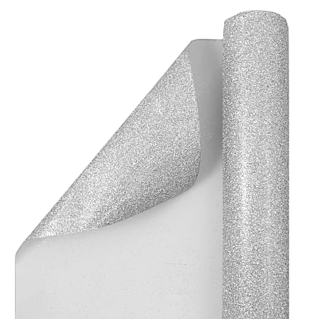 JAM Paper Wrapping Paper Glitter 25 Sq Ft Silver ODP Business Solutions