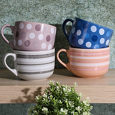 Mr. Coffee Cappuccino Bliss 4 Piece Stoneware Latte Cup Set 23 Oz ...