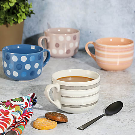 Mr. Coffee Cappuccino Bliss 4 Piece Stoneware Latte Cup Set 23 Oz ...
