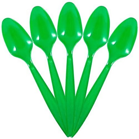 JAM PAPER Big Party Pack of Premium Plastic Spoons Green 100 Disposable ...