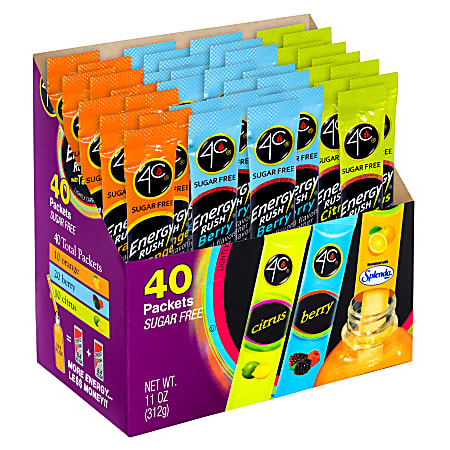 4C Energy Rush Sugar Free Drink Mix Variety Pack 11 Oz Case Of 40 ...