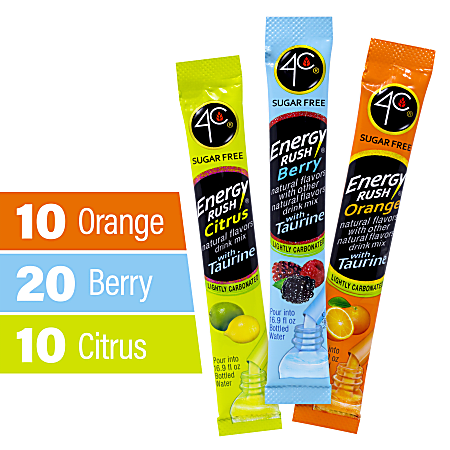 4C Energy Rush Sugar Free Drink Mix Variety Pack 11 Oz Case Of 40 ...