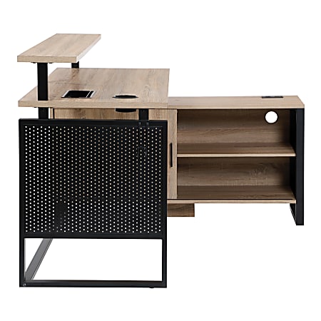 Office Star Ace 60 W L Shaped Corner Desk River OakMatte Black ODP Business Solutions