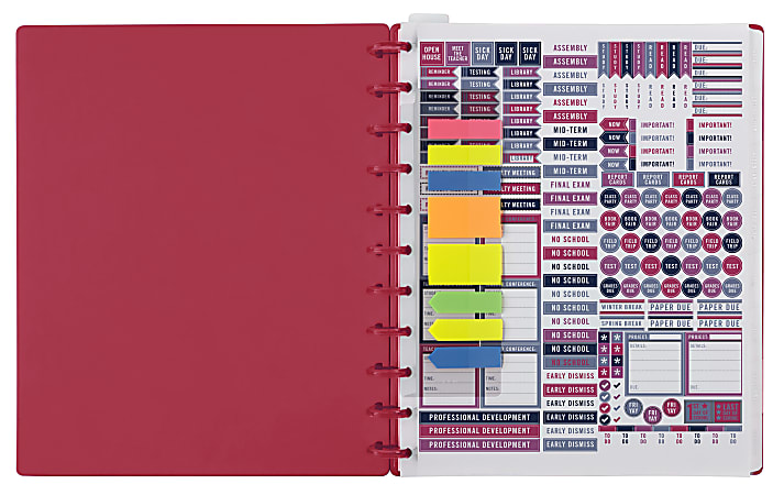 2025 2026 TUL Discbound Monthly Teacher Planner Letter Size Pink July ...