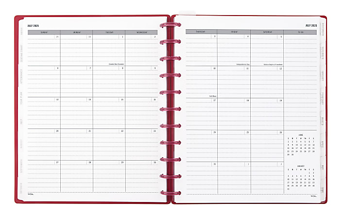 2025 2026 TUL Discbound Monthly Teacher Planner Letter Size Pink July ...