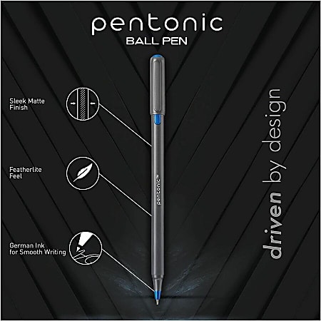 Pentonic Ballpoint Pen Set - 1 mm Pen Point Size - Assorted - Nickel ...