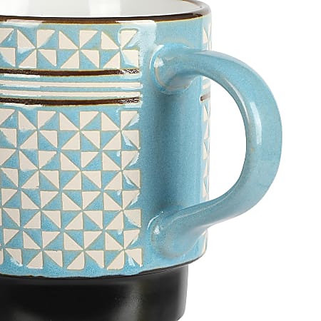 Mr. Coffee Primevalley Stackable Wax Relief Triangle Design Mug Set 14 ...