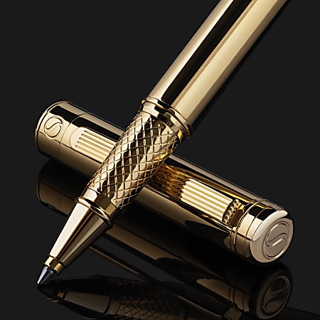 Scriveiner Classic Rollerball Pen Medium Point 0.7 mm Gold Barrel Black ...