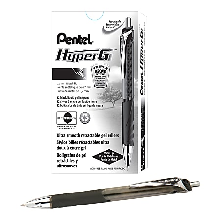 Pentel HyperG Retractable Gel Roller Pen Medium Point 0.7 mm 57 ...
