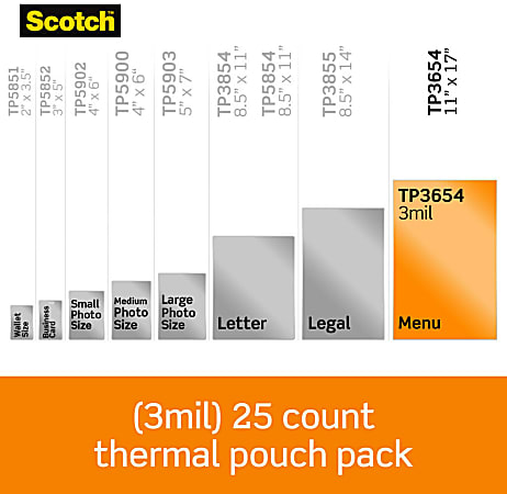 Scotch Thermal Laminating Pouches 11.4 x 17.4 3 mil 25 Laminating ...