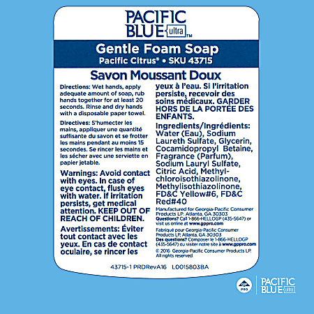 Pacific Blue Ultra Gentle Foam Hand Soap Refills for Manual Dispensers ...