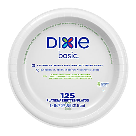 Dixie Basic Light Weight Paper Plates 8 12 White 500 Count 125 Plates ...