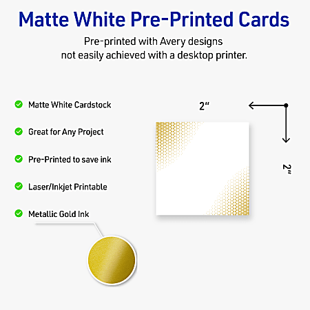 Avery Printable Cards With Sure Feed Technology 2 x 2 Matte White With ...