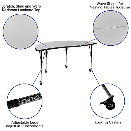 Flash Furniture Mobile 60 Circle Wave Flexible Laminate Activity Table ...