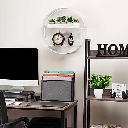 Mind Reader Circular Floating Shelf 18 H x 4 W x 18 D White - Office Depot