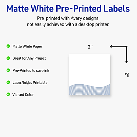 Avery Printable Labels With Sure Feed Technology S00 ETW Square 2 x 2 ...